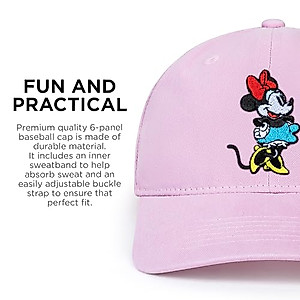Disney Women's Standard Adult Baseball Cap, Minnie Mouse Adjustable Dad Hat, Pink, ONE Size