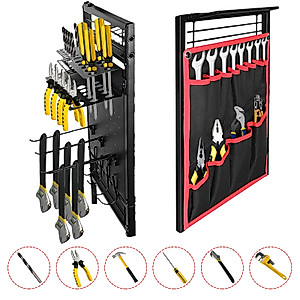 ElecVoztile Power Tool Organizer Cart w/Charging Station, 8 AC Outlets, 8 Drills Holders, 3-Layer Storage Shelves, 4 Wheels w/Brake, More Space for Plier, Screwdriver, Hammer, Wrench, etc (Black)