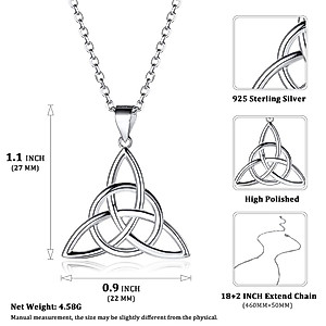 925 Sterling Silver Pendant Necklaces Dainty Simple Good Luck Irish Celtic Knot Triangle Necklaces