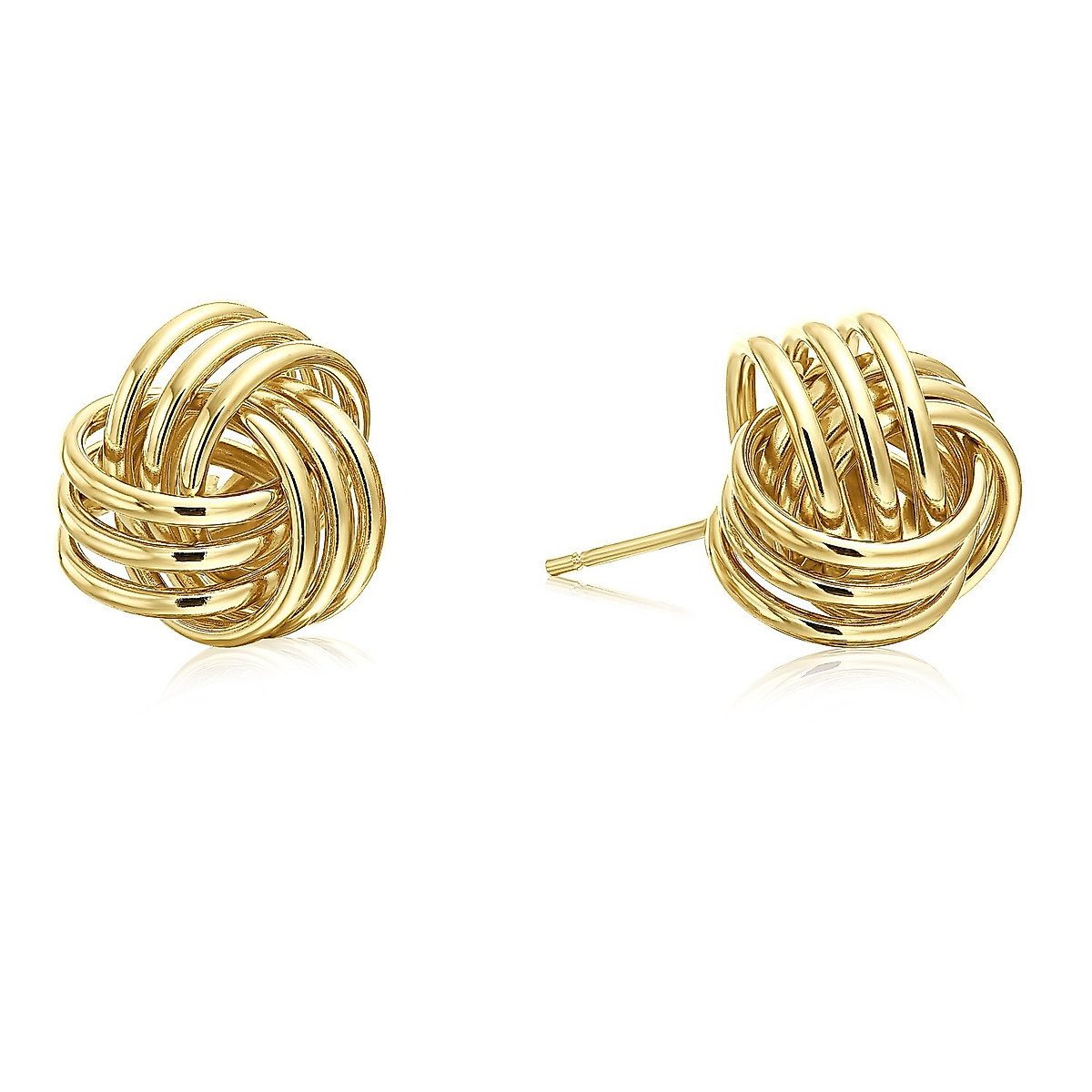 14k Gold Love Knot Stud Earrings, 11mm Diameter (Yellow Gold)……