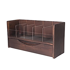 Wooden Tea Caddy Tea Bag Holder Kitchen Storage for Spice Bags and Sugar Packets Tableware with Slide-out Drawer Supports Multi-level Expansion (Double-drawer design)