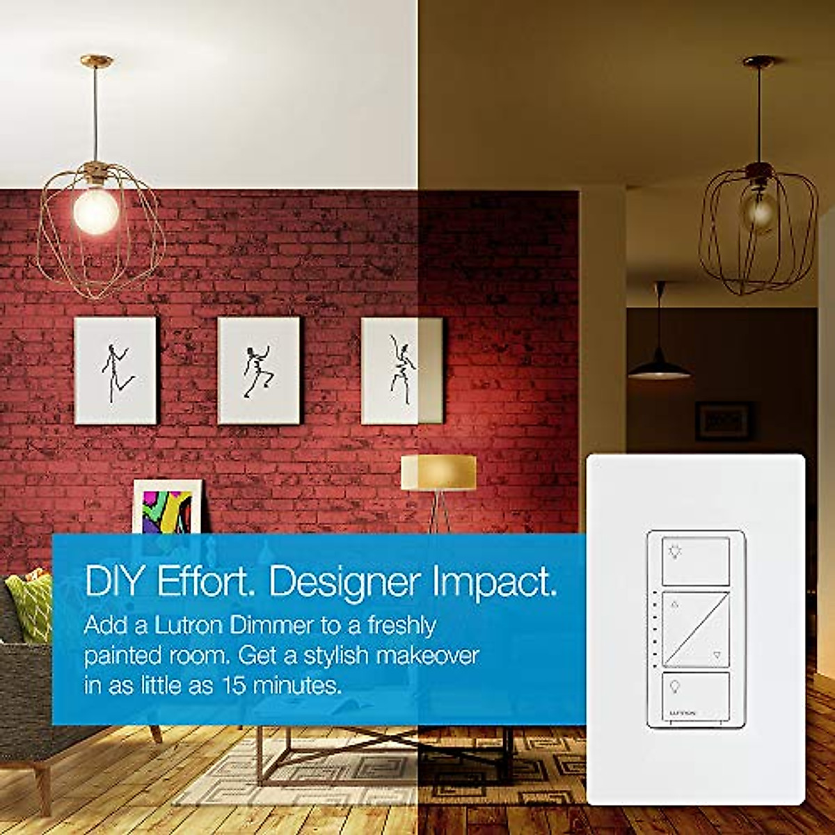 Lutron Caséta Wireless Smart Lighting Dimmer Switch Starter Kit with Caséta Smart Hub and Pico Bracket | Works with Alexa, Google Assistant, Ring, Apple HomeKit | P-BDG-PKG1W-A
