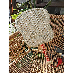 Kailinst Hand Woven Fan,Folding Hand Fan,Wheat Straw Hand Fan,Manual Fan,Hand Fans Women Foldable,Suitable for Summer,Barbecue,Decoration(7.7" Plantain Fan)