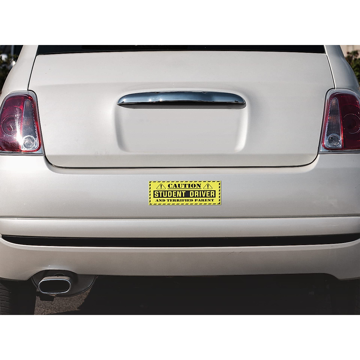 Student Driver Car Bumper Magnet - Auto Learning to Drive Magnetic Sign - 3x9 in. 2 Pack Caution Student Driver and Terrified Parent
