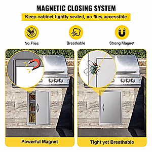 Mophorn BBQ Access Door 17W x 24H Inch, Vertical Single BBQ Door Stainless Steel, Outdoor Kitchen Doors for BBQ Island, Grill Station, Outdoor Cabinet