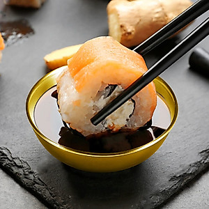 Amytalk 12 Pack 3.2inch Stainless Steel Sauce Dishes Mini Individual Saucers Bowl Round Seasoning Dishes Sushi Dipping Bowl Appetizer Plates, Golden