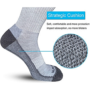 APTYID Men's Moisture Wicking Cushioned Crew Work Boot Socks, Size 9-12, Grey, 6 Pairs