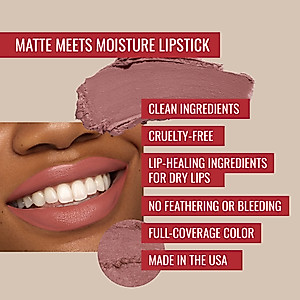 Runway Rogue 90s Vibe Lipstick, Moisturizing Matte Dusty-Pink Lipstick, ‘Front Row’