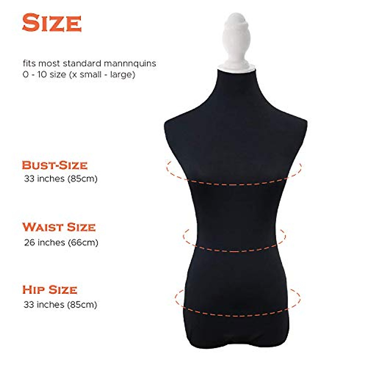 NAVADEAL Black Superb Lycra Mannequin Fabric Cover, 100% Handmade Soft Stretchy, for Fashion Designer Retail Boutique Store Dressmaker Form Dummy Model Display Fitting Styling, Mannequin NOT Included