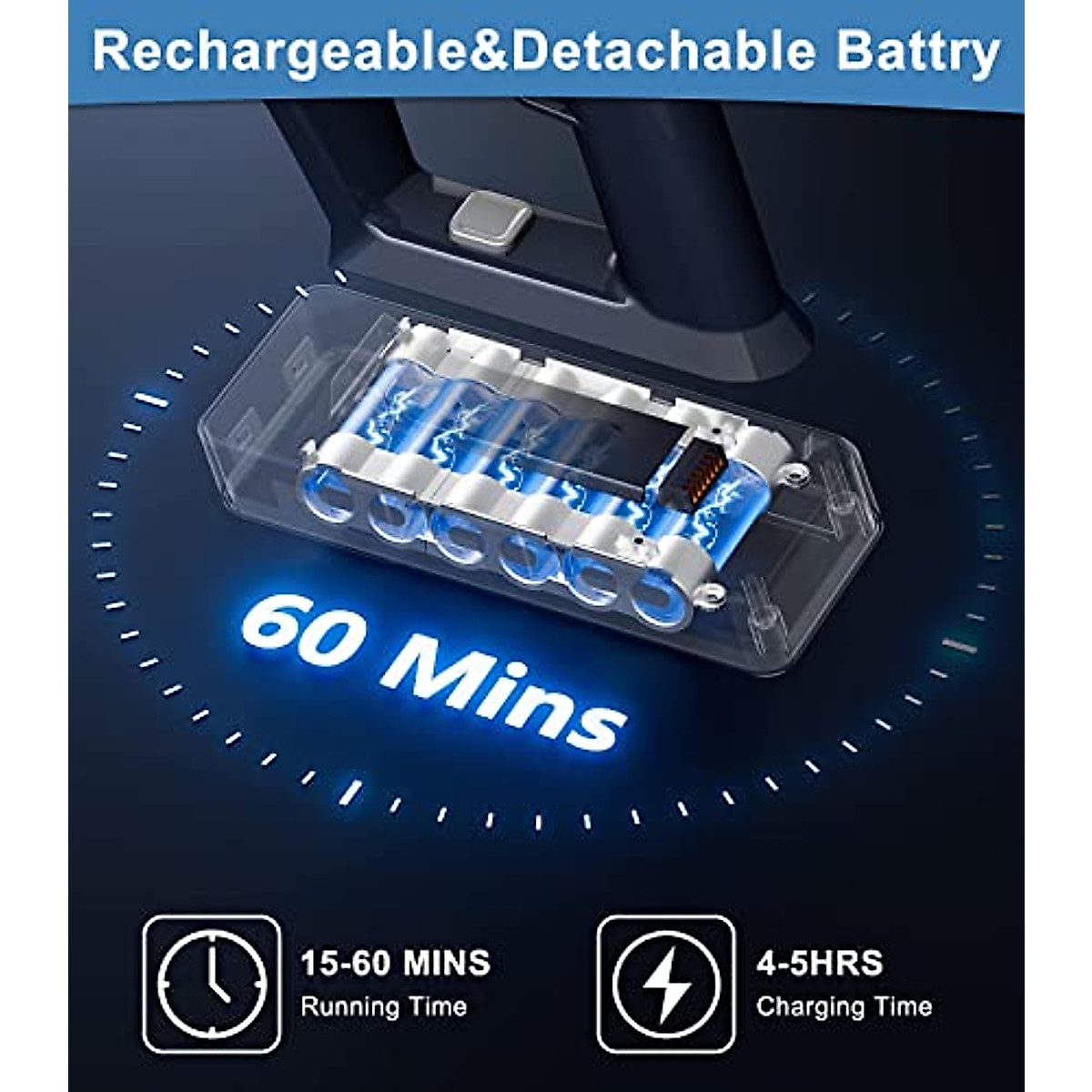 ORFELD Cordless Vacuum Cleaner - 25Kpa Stick Vacuum, 60mins Runtime Cordless Vacuum with LED Display, 6 in 1 Lightweight Deep Clean Quiet Vacuum Cleaner for Hardwood Floor Carpet Car Pet Hair