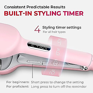 Hair Crimper Waver Curling Iron, TYMO Deep Waver Hair Tool, Ionic Beach Waves Curling Wand with Ceramic Tourmaline Barrel for Women, Anti-Scald, Quick & Easy, 9 Temps with LED Display, Dual Voltage