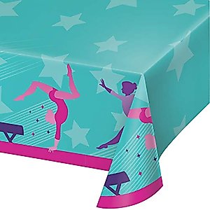 Creative Converting - 346257 Creative Converting Gymnastics Party Paper Tablecloth, 1 ct, Multi-color, 54" x 102"