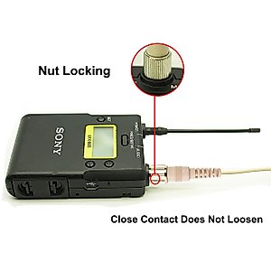 CANFON Cafon Pro 3.5mm Omni-directional Condenser Headset Microphone Input Line Compatible with Sony UWP V1/D11/D21 Microphones Transmitter, such as UWP UTX-B2/B03/B40, Skin color to hide