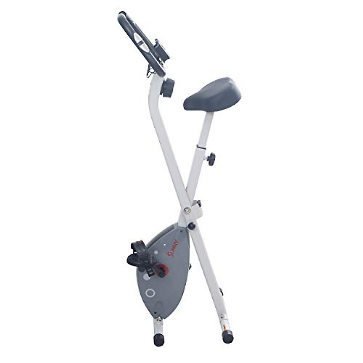 Sunny Health & Fitness Comfort XL Ultra Cushioned Seat Folding Exercise Bike with Device Holder, Gray - SF-B2989