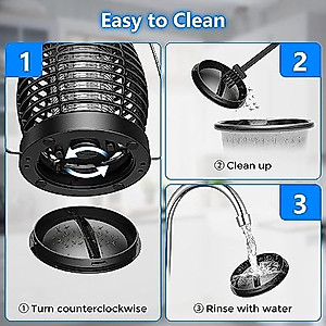 Solar Bug Zapper Outdoor Waterproof, KOOSA Cordless & Rechargeable Mosquito Zapper with 4200V High Powered UV Light, 3 in 1 Fly Zapper Up to 2100 Sq Ft Can Attract Gnats, Mosquitoes, Flies, Moths
