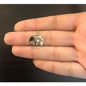 Carol Jewelry 14k Solid Yellow Gold World Map Charm for Chain for Teens Women