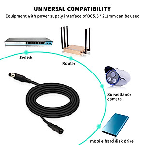 DaFuRui 5Pcs Male to Female DC Extension Cable 3.3ft/1Meter, 5.5mm x 2.1mm Extension Cord DC Plugs Extension Cable 12V Led Extension Cable for CCTV Security Camera and 5~24VDC LED Light Strips