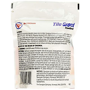 Savogran Tile Grout - 1lb Bag of Bright White Grout Powder Mix for Tile Installation & Repair - Durable Waterproof Grout for Pools, Tubs, Showers, Sinks - Ceramic & Mosaic Unsanded Powdered Grout
