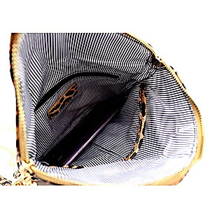 Trendeology Fashion PU Leather 2 Way Flap Clutch Wristlet Bag with Chain Shoulder strap (1Leopard Print - 1Tan)