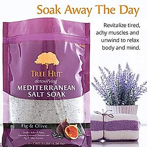 Tree Hut Detoxifying Mediterranean Salt Soak Fig & Olive, 3Ibs, Ultra Hydrating Epsom for Nourishing Essential Body Care