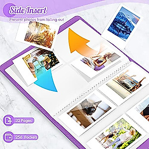 Ablus 256 Pockets Photo Album for Polaroid Snap SnapTouch Zip Mint Cameras Printers, Fujifilm Instax Mini 11 90 9 8+ 8 7S 70 50S 26 25 LiPlay Instant Camera Film, Mini Link SP-1 Printer(Nebula Purple)