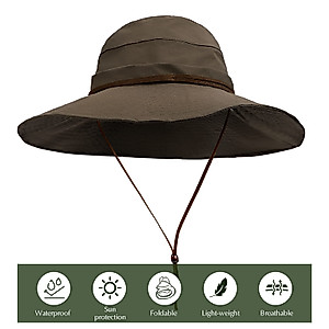 Wide Brim Sun Hats for Men Womens Waterproof UPF 50+ Boonie Bucket Hat UV Protection Packable Mens Beach Fishing Cap Hiking hat Grey