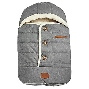 JJ Cole Bundle Me Winter Baby Car Seat Cover and Bunting Bag - Weather Resistant Baby Carrier Cover - Stroller Accessories and Winter Baby Essentials - Heather Gray