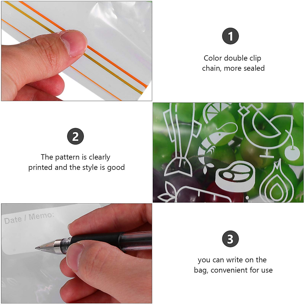 30pcs Food Preservation Bag Pastry Seal Bags Freezer Containers Bags Gallon Vegetables Fruit Bag Clear Zipper Bags Clear Container Clear Sealed Bag or Snack Transparent Bag