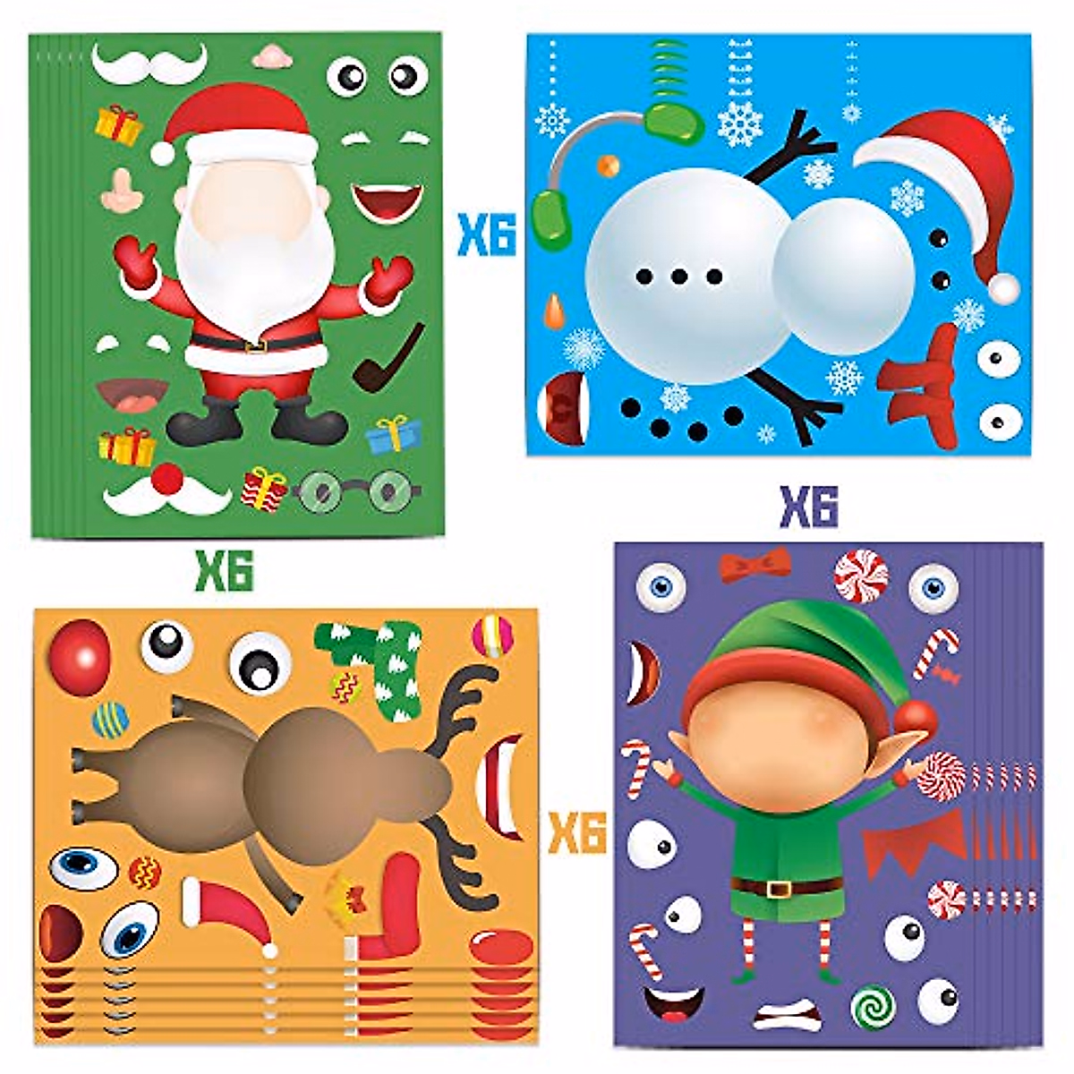 Christmas Stickers for Kids Christmas Party Favors for Kids Christmas Gifts for Kids Christmas Sticker Sheets Kids Classroom Rewards Christmas DIY Stickers for 24 Players