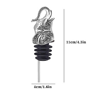 Stainless Steel Elephant Wine Pourer - wine aerators pourer for Robust Red and White Wine - Pour Amore Bottle Pourer/Stopper & Wine Air Diffuser (Silver elephant)