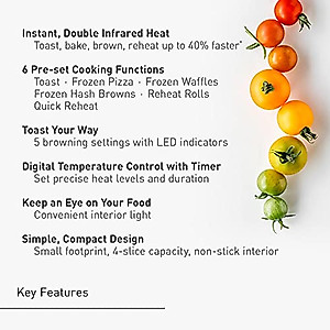 Panasonic NB-G110P-K Toaster Oven FlashXpress with Double Infrared Heating and Removable 9-Inch Inner Baking Tray, 1300W, 4-Slice, Black
