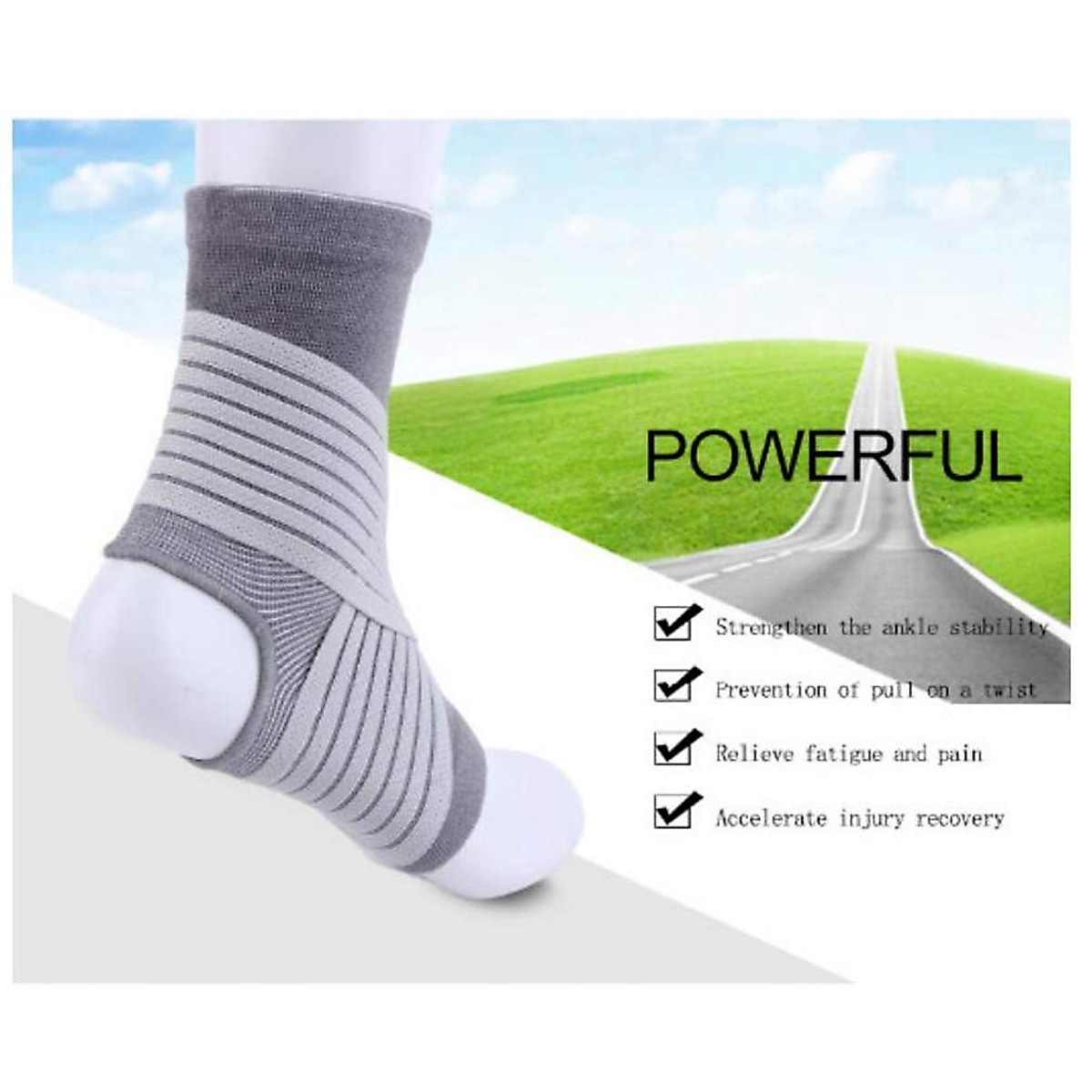 Ankle Brace, for Running, Arthritis, Pain Relief, Arch Support, Sports Injuries and Recovery, Adjustable Breathable Nylon Elastic Material Anti-Sprain Ankle Protector Fits All Men Women
