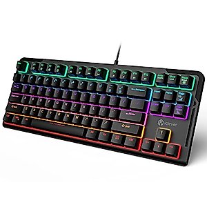 iClever Wired Mechanical Gaming Keyboard, TKL, Ultra Compact, Metal Build with Red Switch, Led Backlit, Programmable Marco, Spill Resistant for Computer PC, Desktop, Laptop and Windows 7,8,10,11