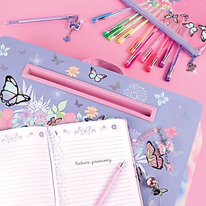 Three Cheers for Girls - Butterly Lap Desk - Lap Desk with Cushion for Kids - Large Laptop Lap Desk with Cushion - Kids Lap Desk Tray for Car - Computer Lap Desk with Storage for Tables, Pens & More