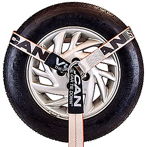 VULCAN Wheel Dolly Tire Harness with Universal O-Ring - Lasso Style - 2 Inch x 96 Inch - 4 Pack - Silver Series - 3,300 Pound Safe Working Load- Straps Only - Ratchets Sold Separately