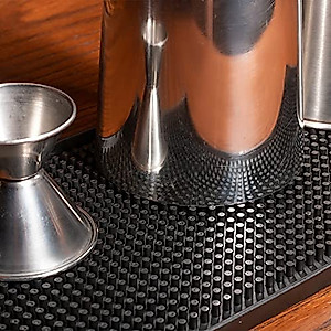 Tebery 2 Pack Rubber Bar Mat 18 x 12, Thick Durable and Stylish Black Bar Spill Mat. Non Slip, Non-Toxic, Service Mat for Coffee, Bars, Restaurants Counter Top