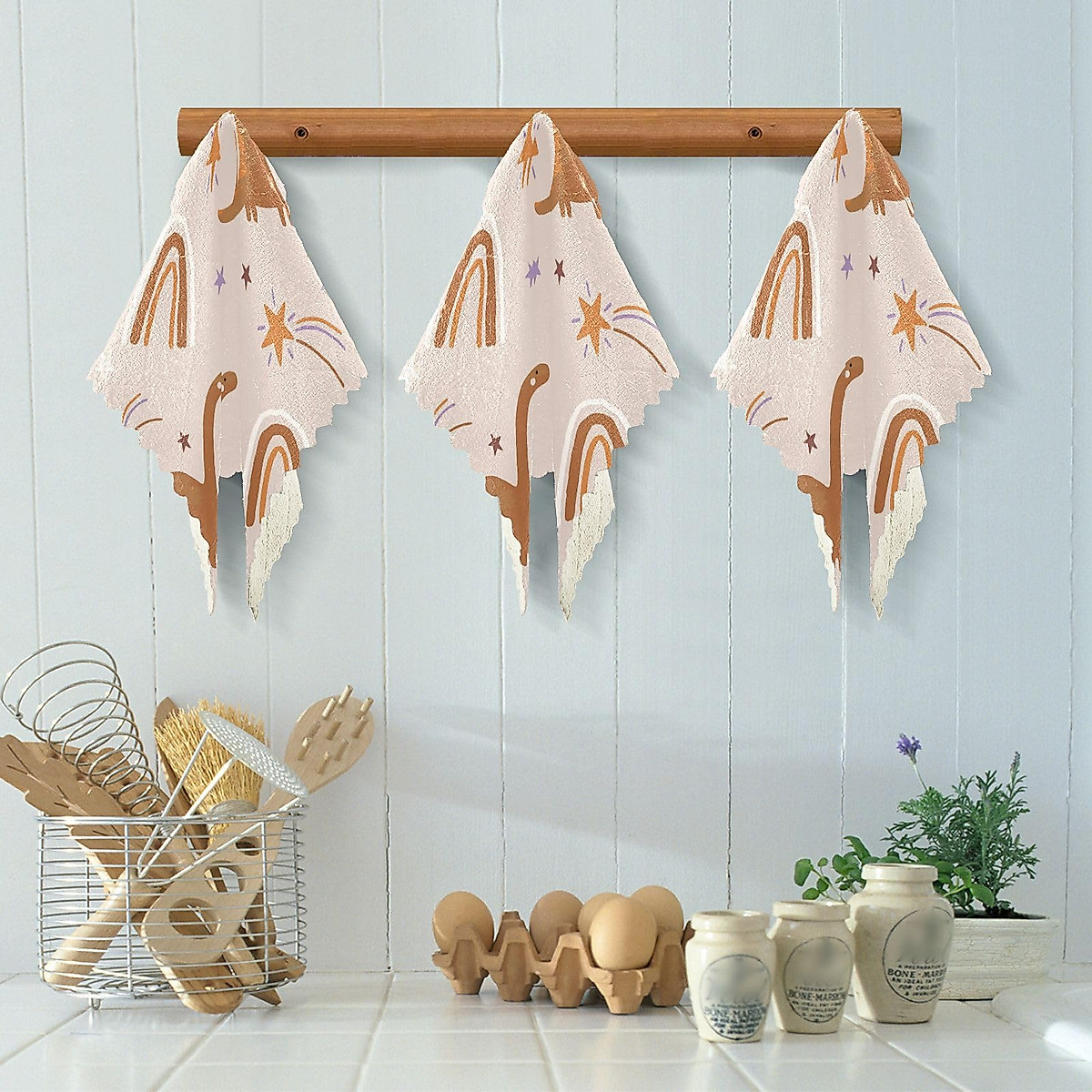 FRODOTGV Kids Pattern Animal Dino Rainbow Microfiber Dish Towels for Kitchen Clothes Set of Tea Towels Terry Cloth Kitchen Dish Towels Decorative Hand Towels for Kitchen