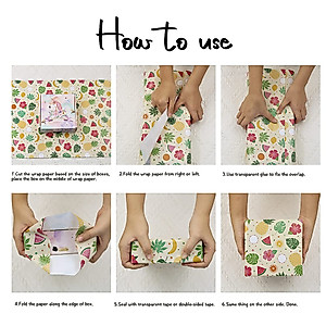 Aloha Floral Hawaiian Luau Wrapping Paper 6 Sheets, Pitaya Pineapple Orange Banana Watermelon Lemon Summer Fruit Floral Monstera Palm Turtle Leaves Tropical Island Themed Wrap Paper Sheet for Gift Wrapping, Birthday, Baby Shower, Aloha Hula Party Decorati