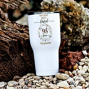 Wonderful Floral 95th Birthday Gift, You Have Been Loved 95 Years Fabulous Birthday Custom Personalized Name Insulated Tumbler 30oz Lid