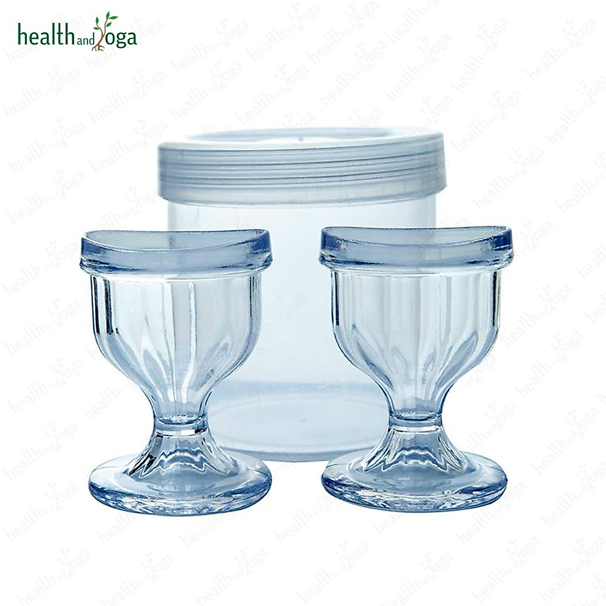 HealthAndYoga™ ChillEyes Transparent Eye Wash Cups for Effective Eye Cleansing - with Storage Container - Eye Shaped Rim, Snug Fit (2 Pcs.)