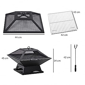 Modernisation Square BBQ Grill, Outdoor Heater Garden Outdoor Fireplace Portable Fire Pit, Contracted Barbecue Brazier Wood Stove