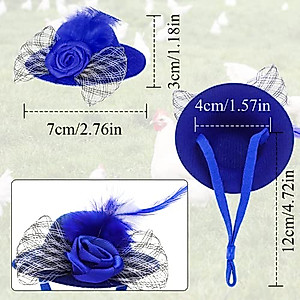 2 Pieces Chicken Hats for Hen Mini Pet Hat Accessories Feather Top Helmet Funny Small Hat Adjustable Elastic Chin Strap Rooster Parrot Poultry Stylish Animal Pet Show Costume