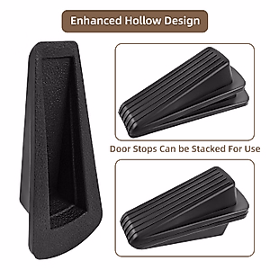 JZWBLILY Door Stoppers for Bottom of Door on Floor, Premium Rubber Door Stopper Wedge, Floor Sturdy Stackable Door Stops for Carpet Heavy Duty Door, Door Gaps (Black, 2 Pack)