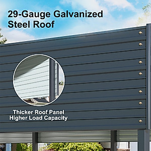 WELYAS 20×12 FT Heavy Duty Carport Canopy with Galvanized Steel Frame and Roof, All Metal Carport Garage, Car Shelter for Trucks, Boats, Tractors