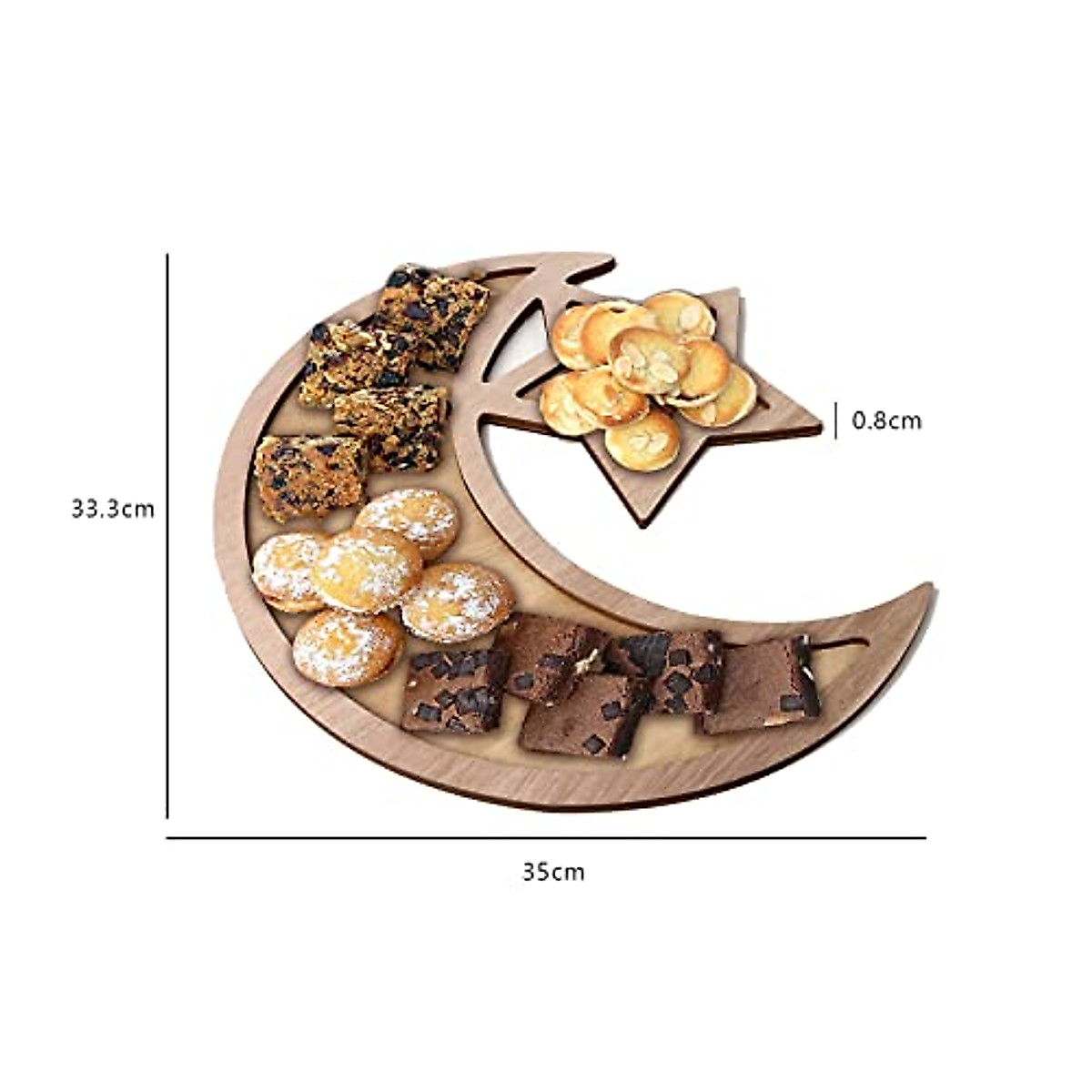 Moon Star Dessert Tray Dining Table Carved Ornaments Dessert Tray Artifact Creative Wooden Ornaments Special Shape Eid Star Moon