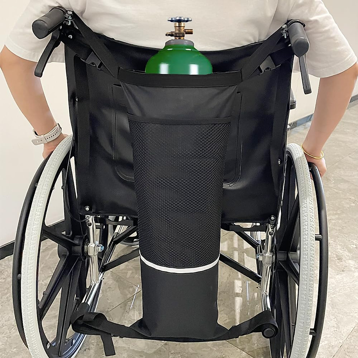 MUROCEA Oxygen Cylinder Bag for Wheelchair & Knee Scooter - O2 Tank Carrier Carry Pouch Holder for D and E Cylinders Bottle, 600D Oxford & Portable (26" L*9.4" W)