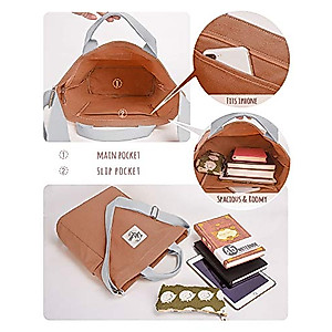 Lily queen Women Canvas Tote Handbags Casual Shoulder Work Bag Crossbody (Brown Sugar)