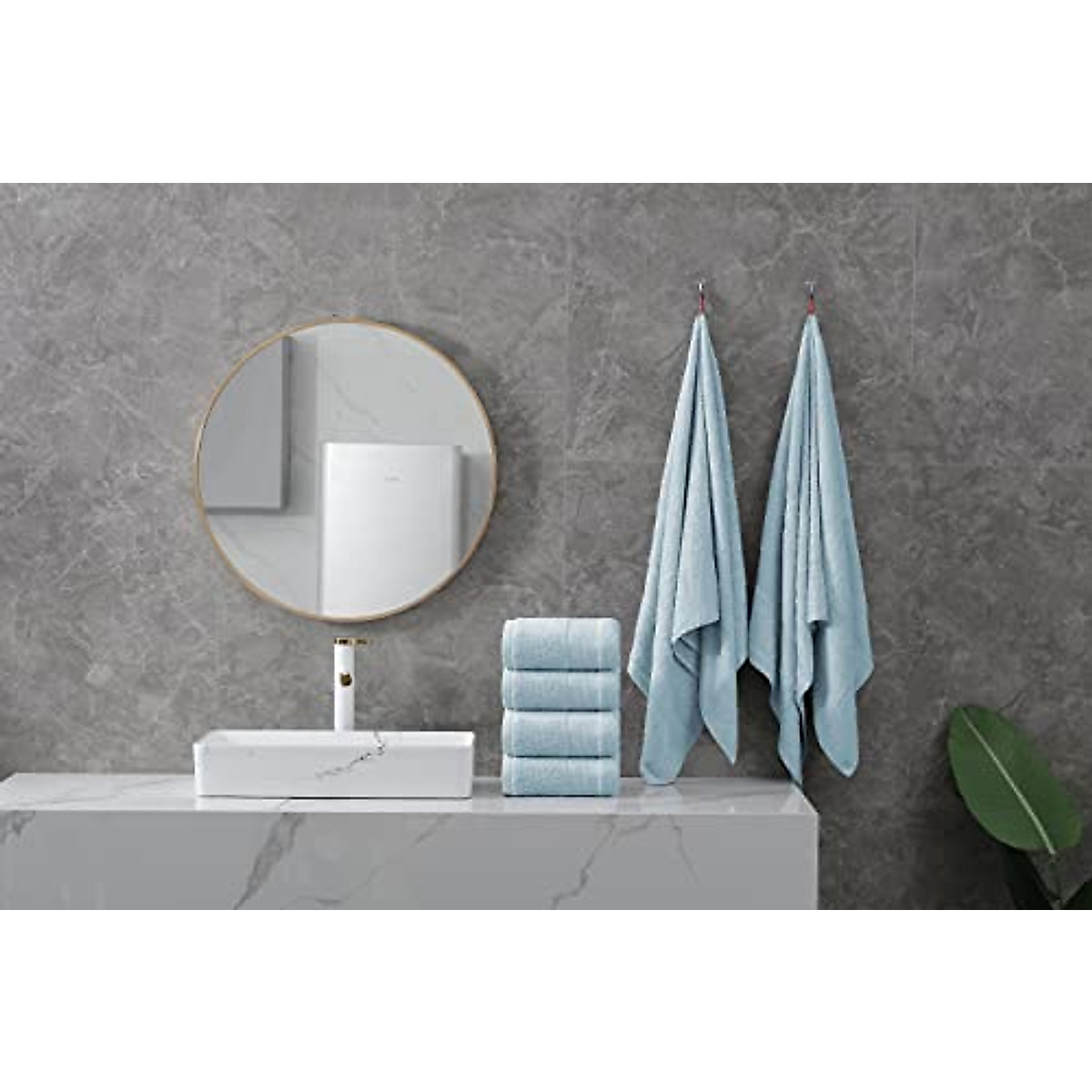 Aibaser Bath Towels, 27x54inch - Natural, Ultra Absorbent Towels for Bathroom, Travel, Gym, Shower and Spa (4 Piece Set) (Blue)