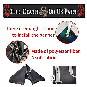 Till Death Do Us Party Large Banner Sign,Engagement Party Couples Shower Wedding Bachelor Party Decorations Supplies,Lawn Sign Yard Sign Banner Backdrop 9.8x1.6ft