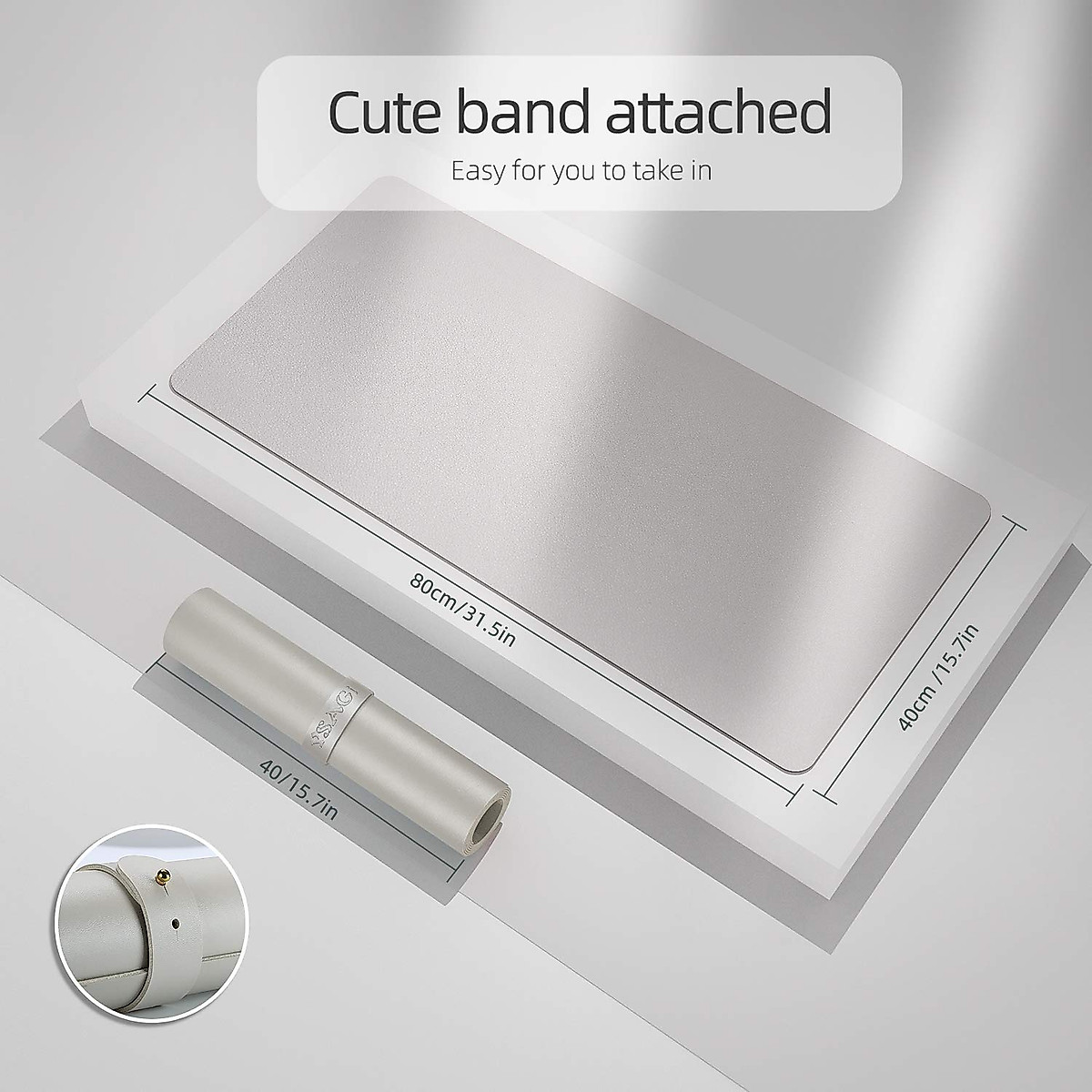 YSAGi Multifunctional Office Desk Pad, Ultra Thin Waterproof PU Leather Mouse Pad, Dual Use Desk Writing Mat for Office/Home (31.5" x 15.7", Grey)